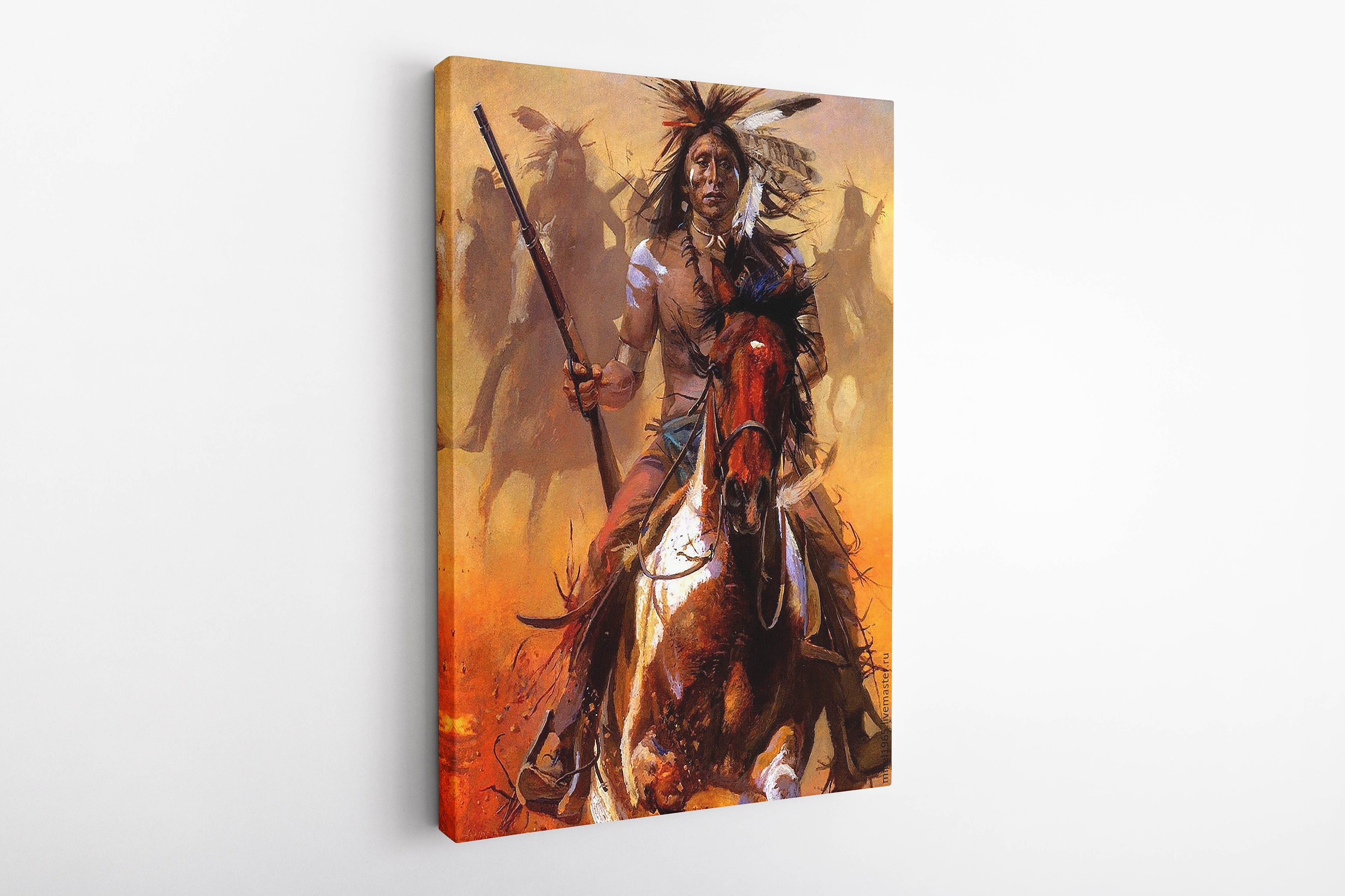 Indian Art, Native Americans Riding Horses, Indian Decor, Decorative ...