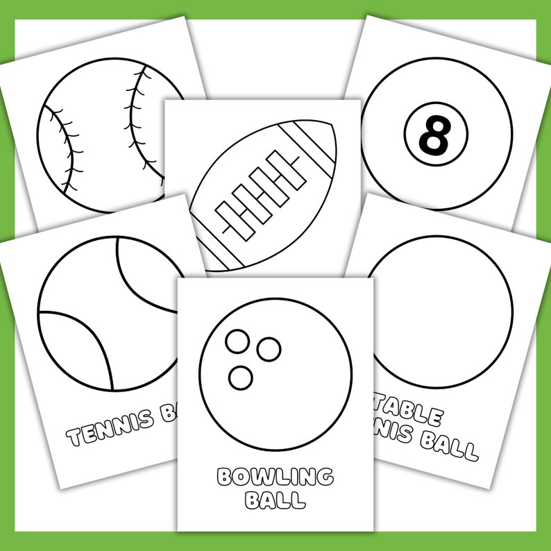 Sports Balls Coloring Pages for Kids, Toddlers, Preschoolers, Coloring ...