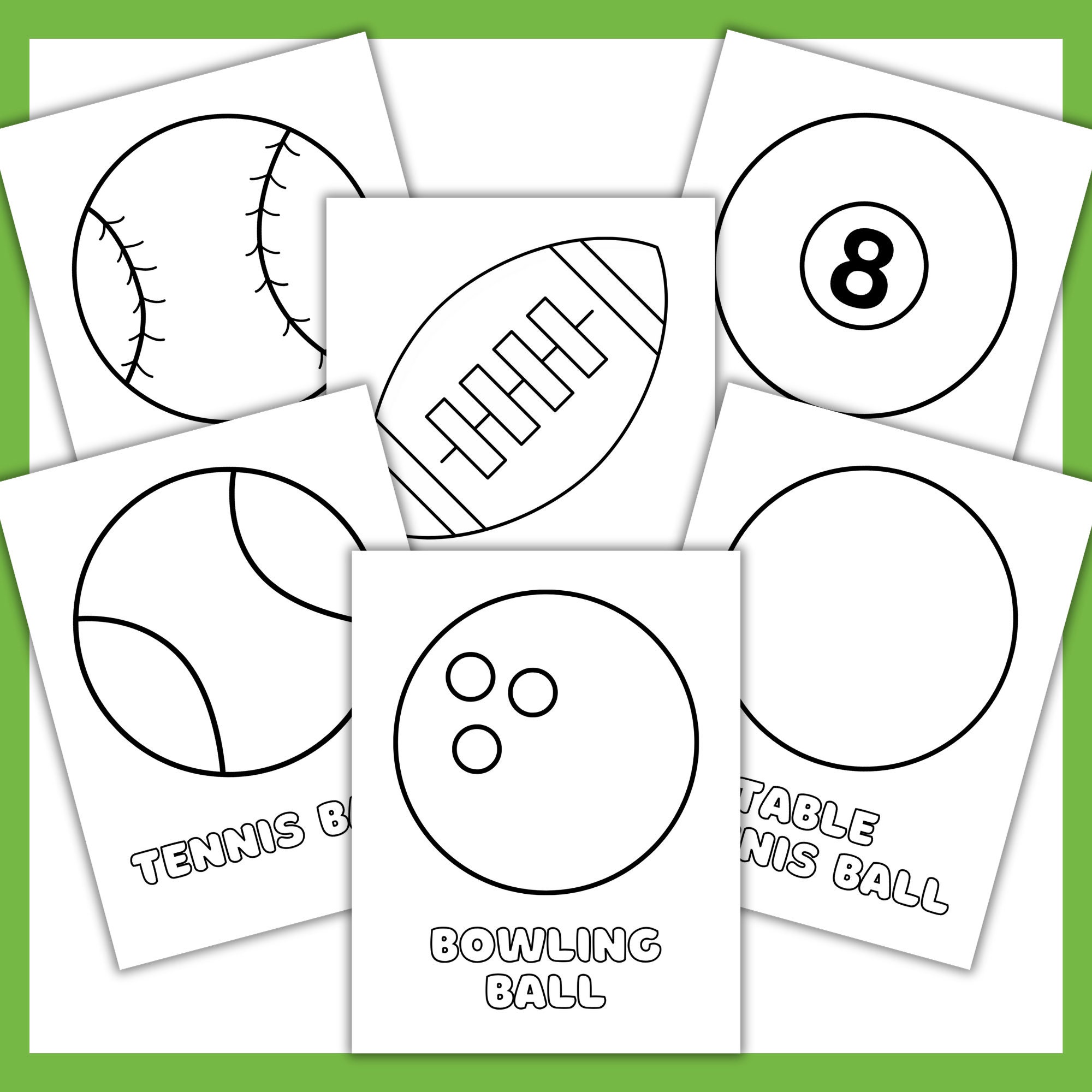 Sports Balls Coloring Pages for Kids, Toddlers, Preschoolers, Coloring ...