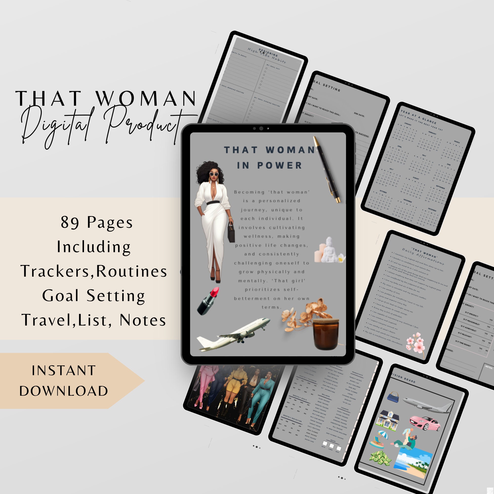 Becomingthatwomanplanner,blackgirlbossdigitalplanner,dreamlife Planner ...