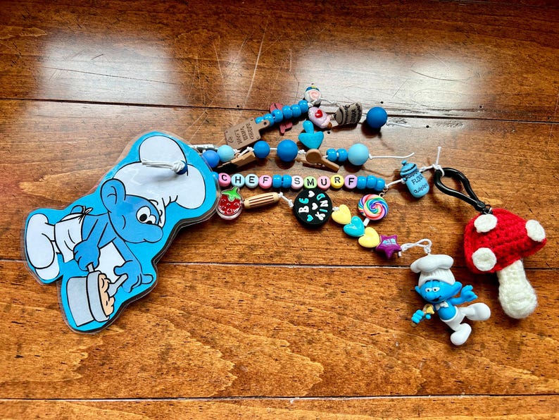Chunky Smurf Junk Journal Charm/bookmark. Smurf Theme. Dangle. Bag ...