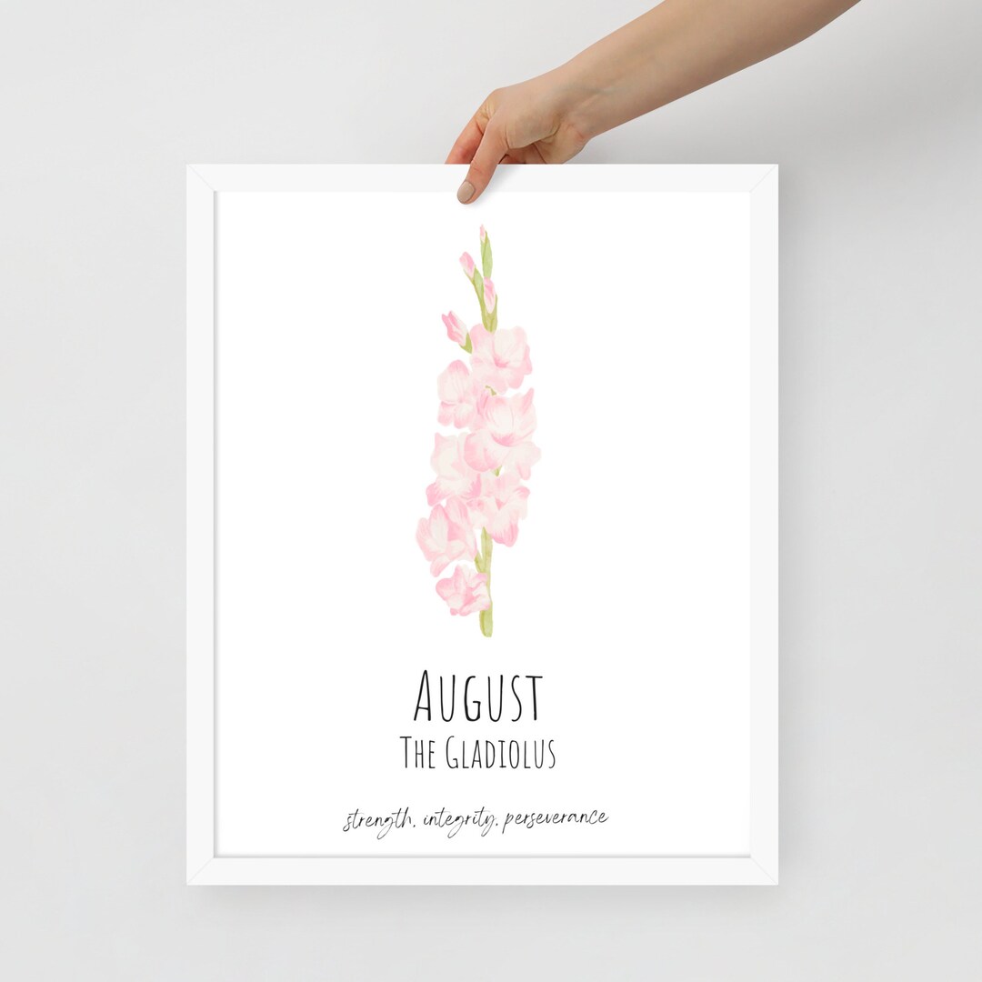 August Framed Birth Flower Print, August Birth Flower Wall Art, Mothers ...