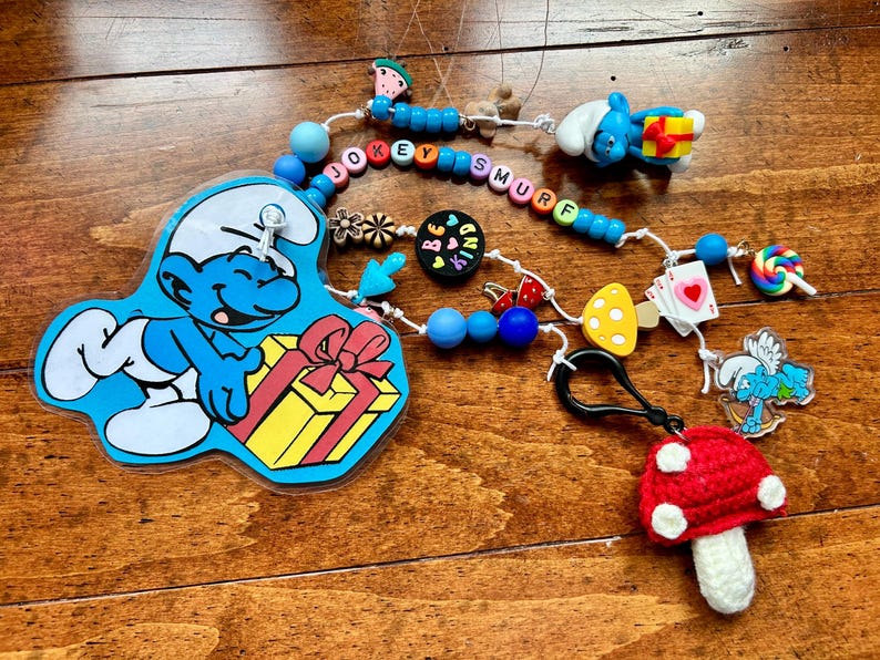 Chunky Smurf Junk Journal Charm/bookmark. Smurf Theme. Dangle. Bag ...