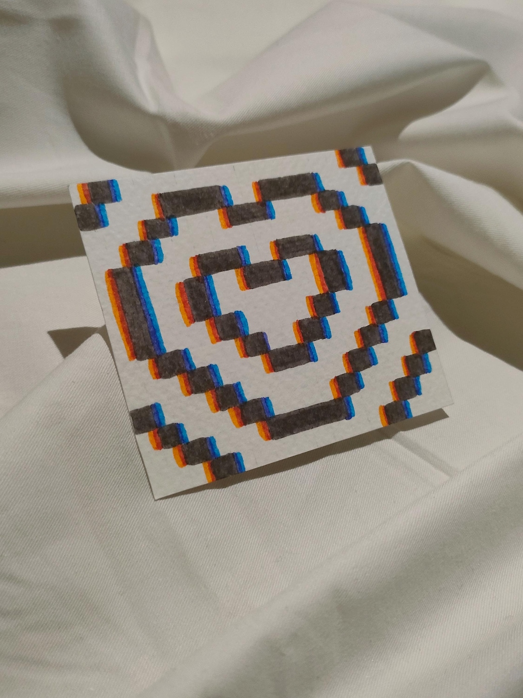 Pixel Heart Card Optical Illusion - Etsy