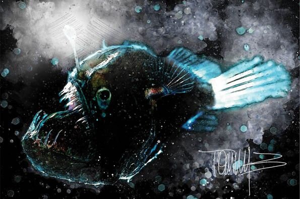Anglerfish Fish Sea Life Deep Sea Ocean Life Dark Art Creepy Deep Sea ...