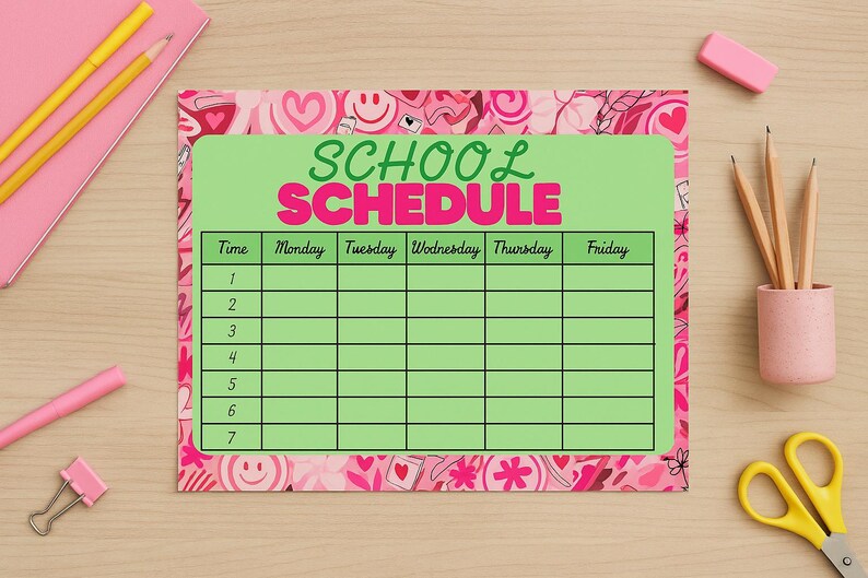 Colorful School Schedule Template | Printable Weekly Timetable for Kids ...