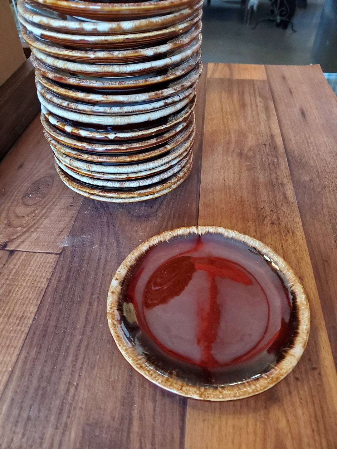 Antique Hull 7 Salad Plate Brown Drip - Etsy
