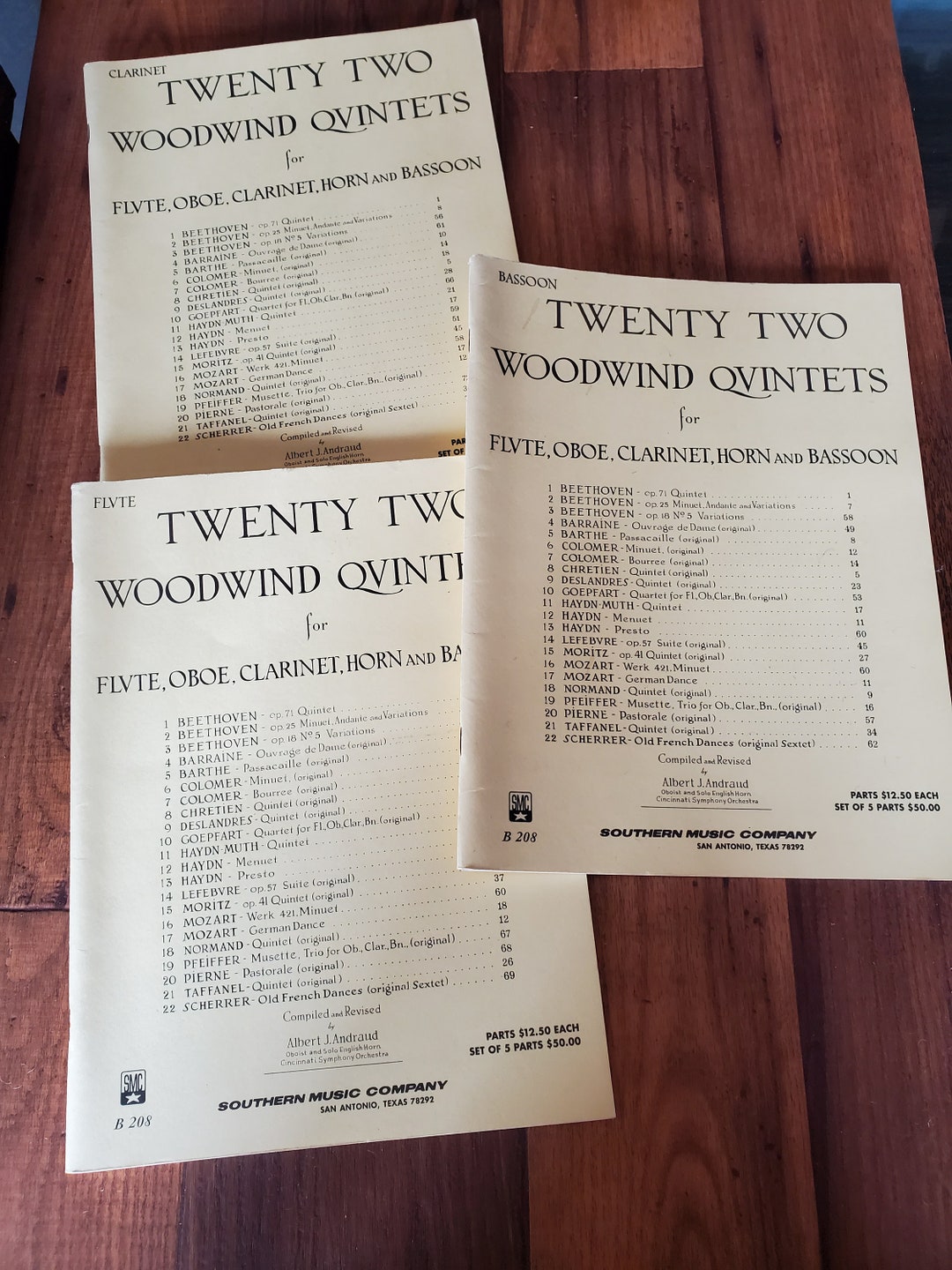 Vintage - Set of 3 - Twenty Two Woodwind Quintets - Bassoon, Flute ...
