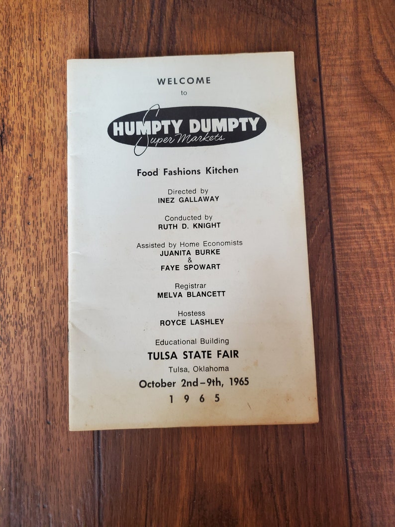 Vintage - Humpty Dumpty Super Markets Recipe Booklet - Tulsa State Fair ...