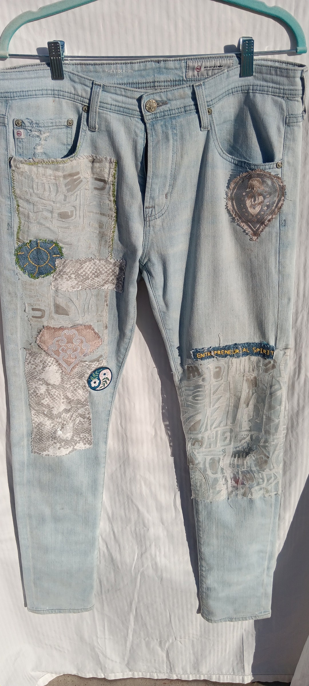 SOLD! Handsewn, Patched & Appliqued Jeans - Etsy