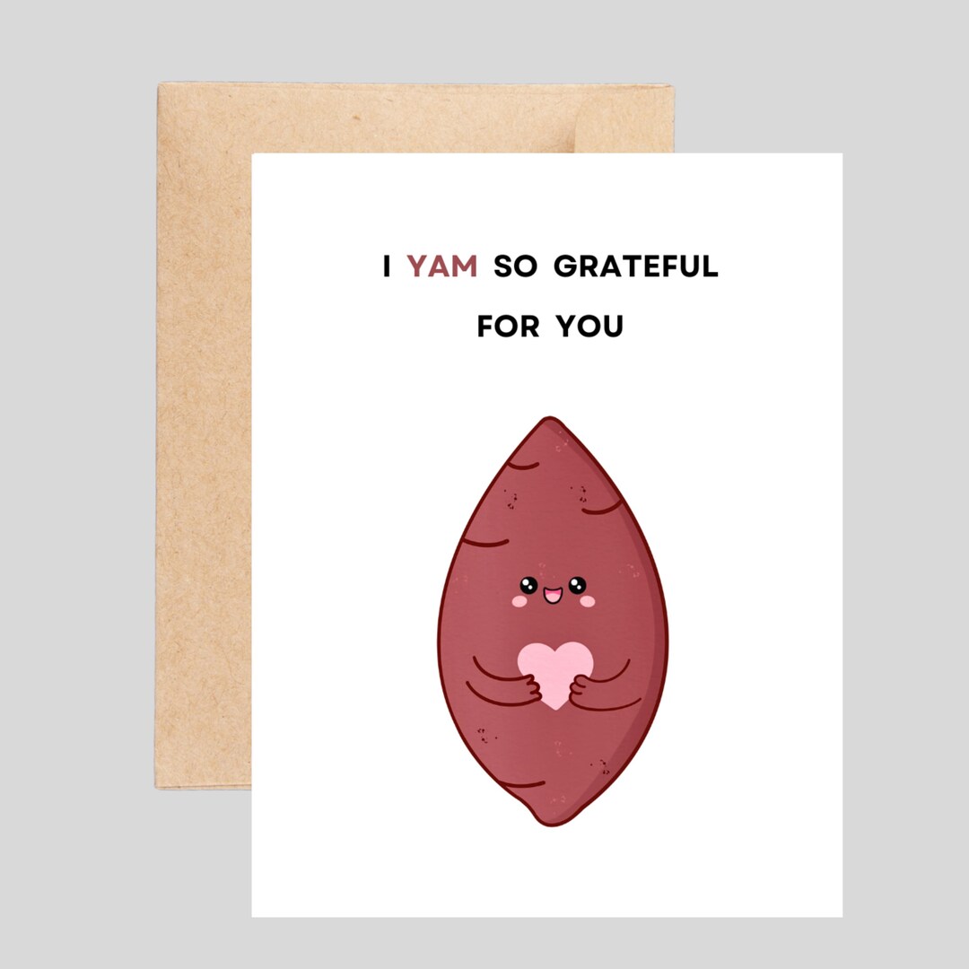 Funny Thanksgiving Pun Greeting Card - I Yam so Grateful for You - Etsy