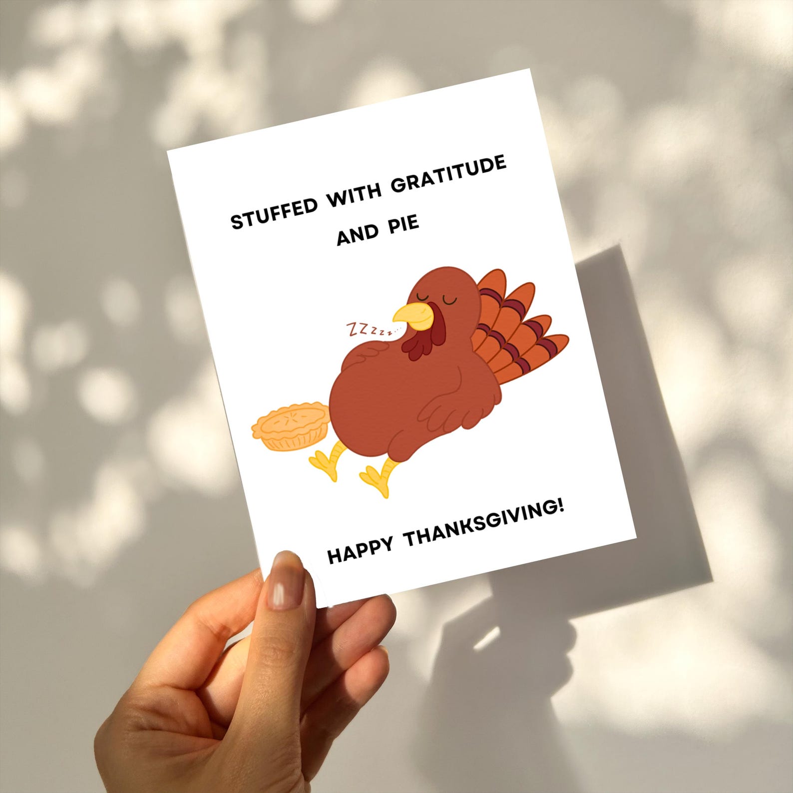 Funny Thanksgiving Greeting Card - Stuffed With Gratitude and Pie - Etsy