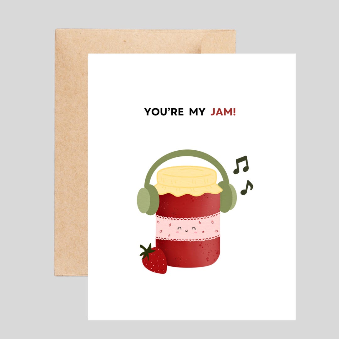 Cute Pun Card for Your Favorite Person - You're My Jam - Etsy