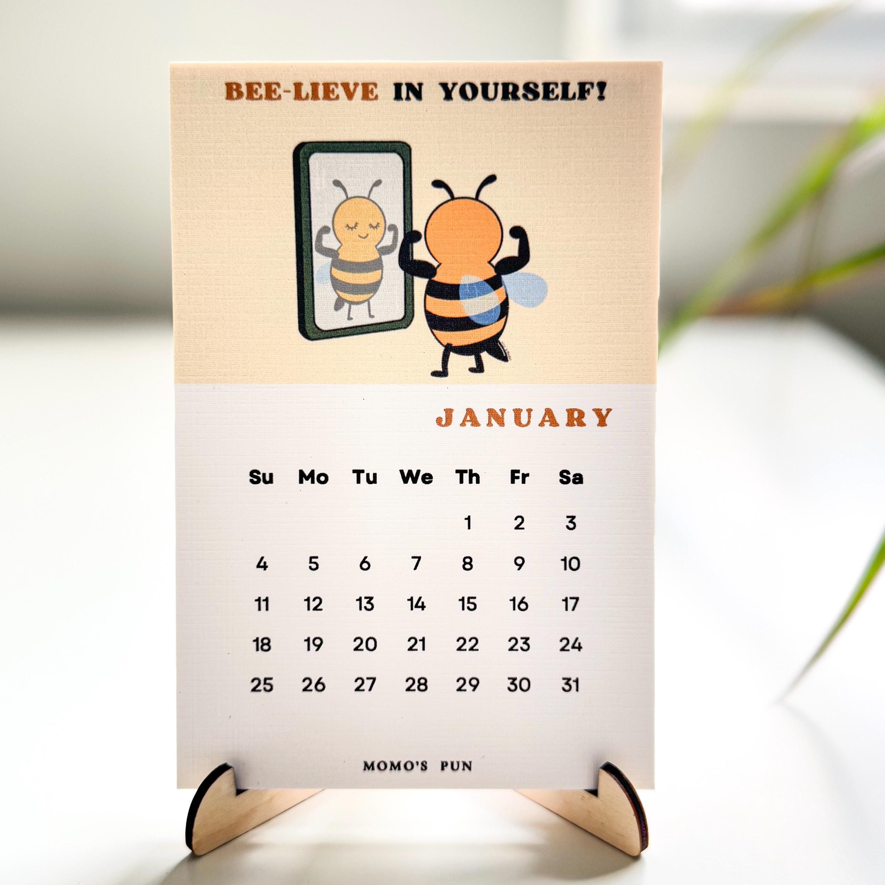 2026 Funny and Inspirational Desk Calendar (4x6 Inch, Wooden Stand ...