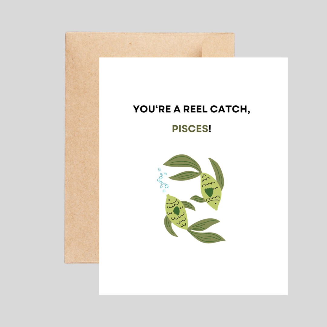 Pisces Birthday Card, Funny and Cute Birthday Card for Pisces, Zodiac ...