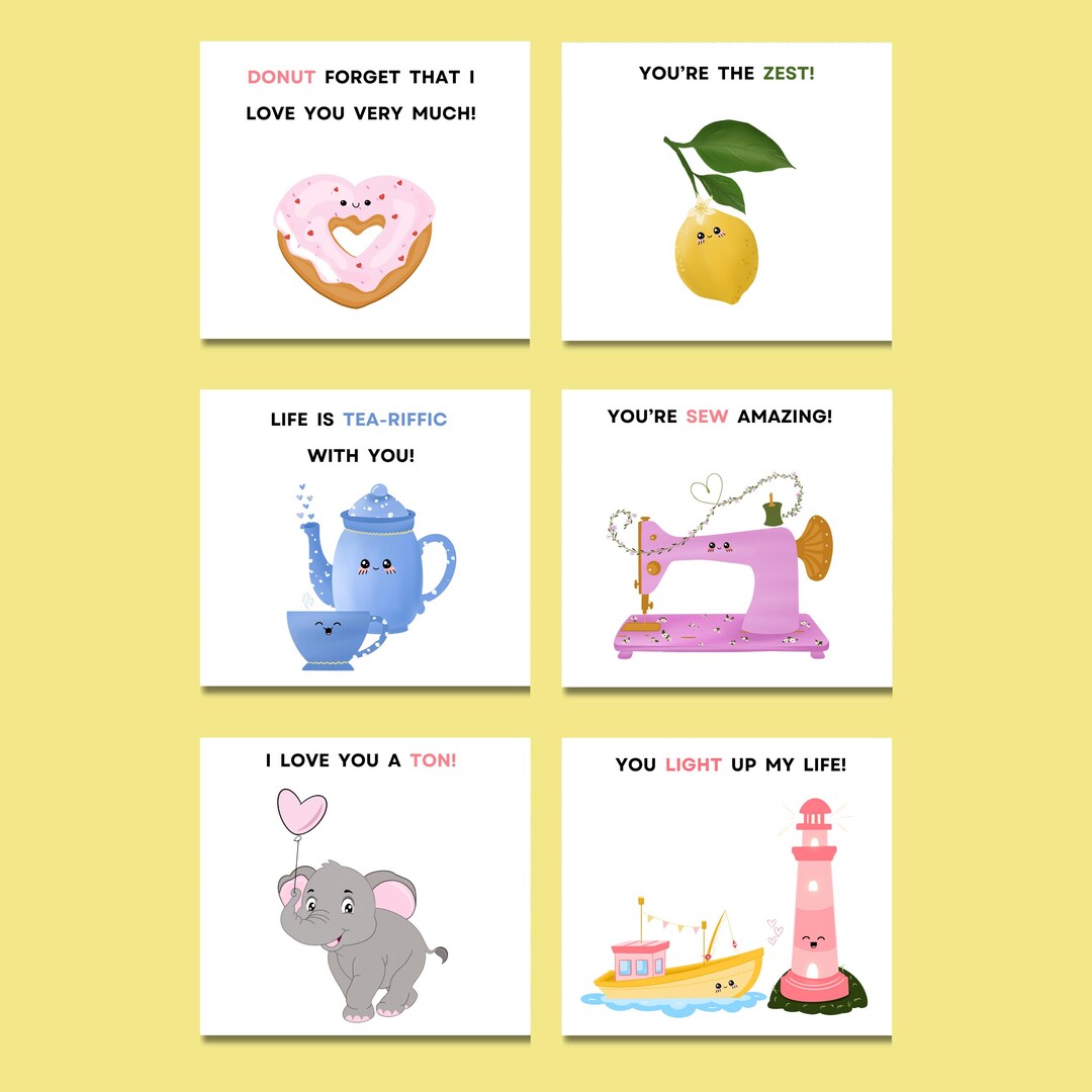Everyday Appreciation Mini Cards Set of 6 With Envelopes, Cute Mini Pun ...