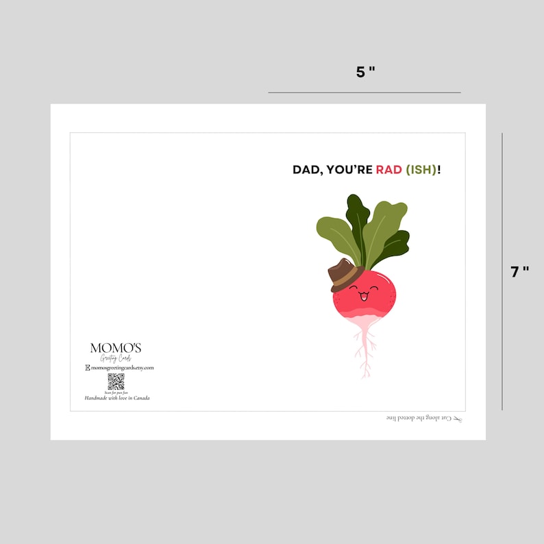 Printable Funny Father’s Day Card, You’re Rad(ish)! Vegetable Pun ...