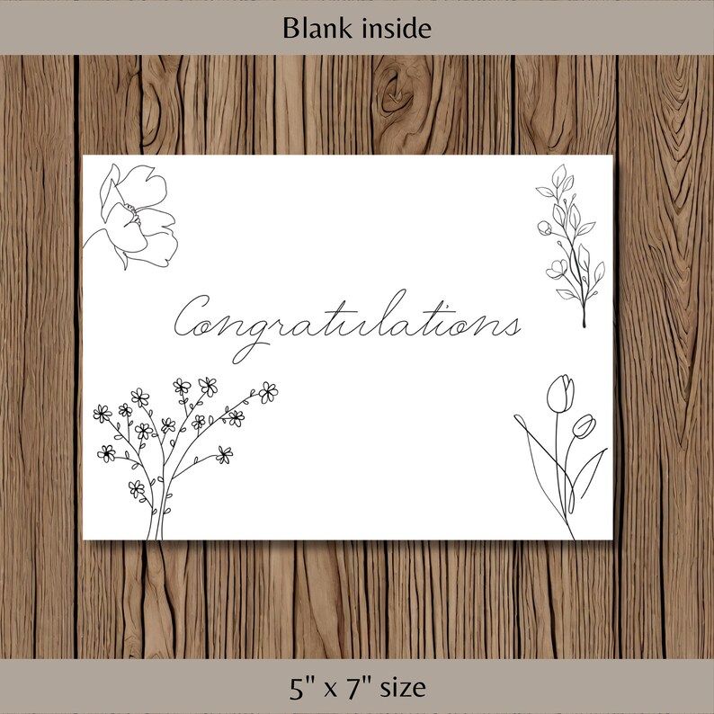Printable Congratulations Card, Congrats, Black & White, Simple ...