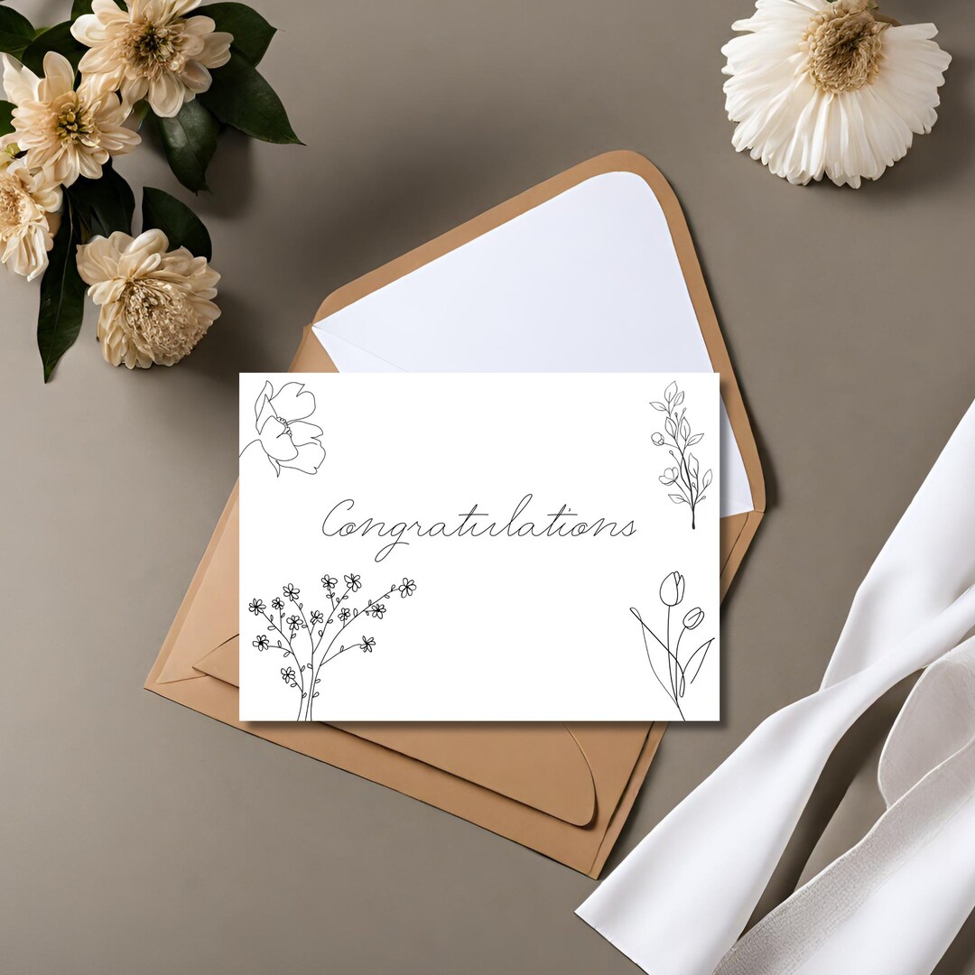 Printable Congratulations Card, Congrats, Black & White, Simple ...
