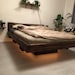 Floating Wooden Bed, Flamed Larch Wood (160 Cm X 200 Cm) - Etsy