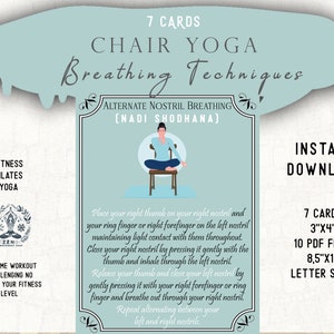Chair Yoga Breathing Techniques Cards | Pranayama | Yoga Pose | Desk ...