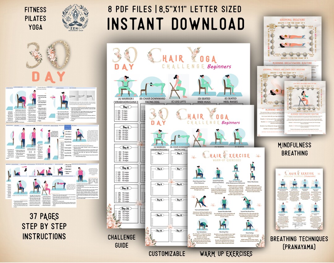 Quick and Simple Chair Yoga | Chair Exercises: 30-day Guided Challenge (beginners) for Rapid ...