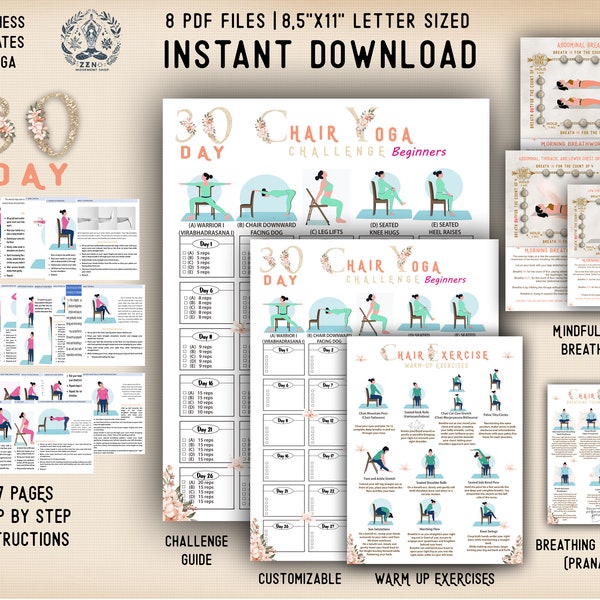 28 Day Chair Yoga Chart - Etsy