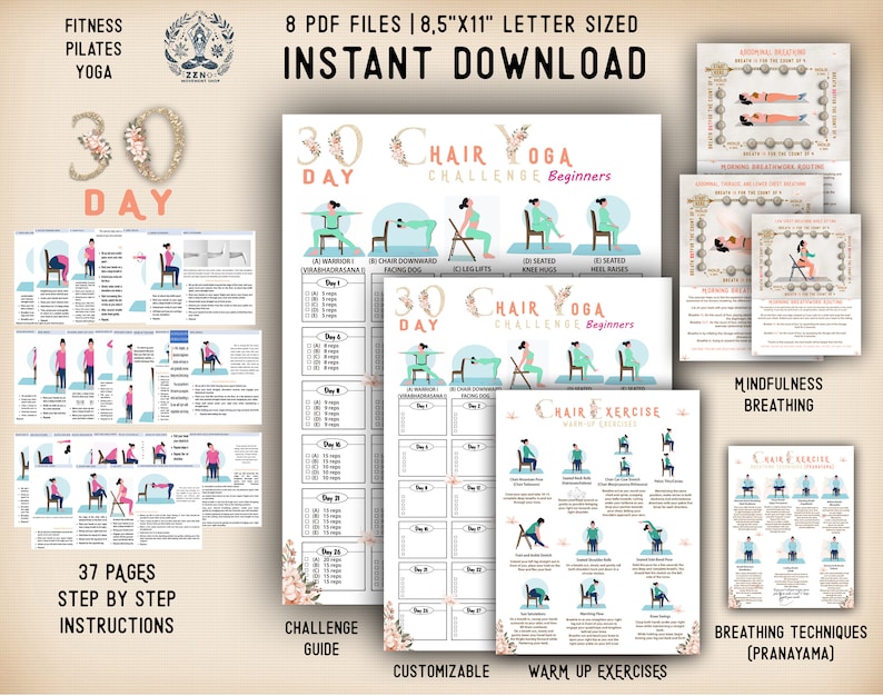 Quick and Simple Chair Yoga | Chair Exercises: 30-day Guided Challenge ...