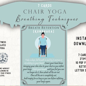 Chair Yoga Breathing Techniques Cards | Pranayama | Yoga Pose | Desk ...