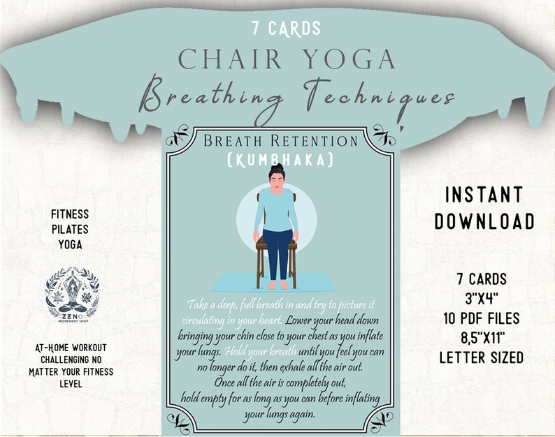 Chair Yoga Breathing Techniques Cards | Pranayama | Yoga Pose | Desk ...