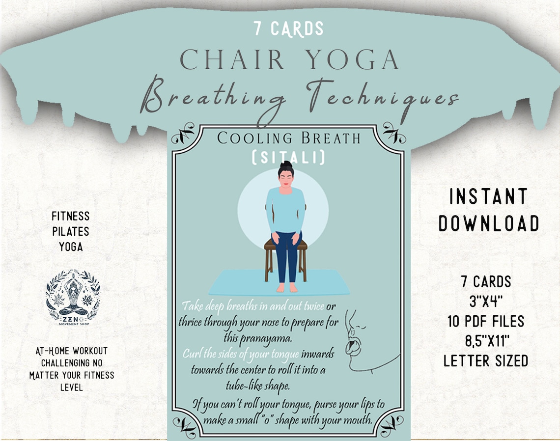 Chair Yoga Breathing Techniques Cards | Pranayama | Yoga Pose | Desk ...