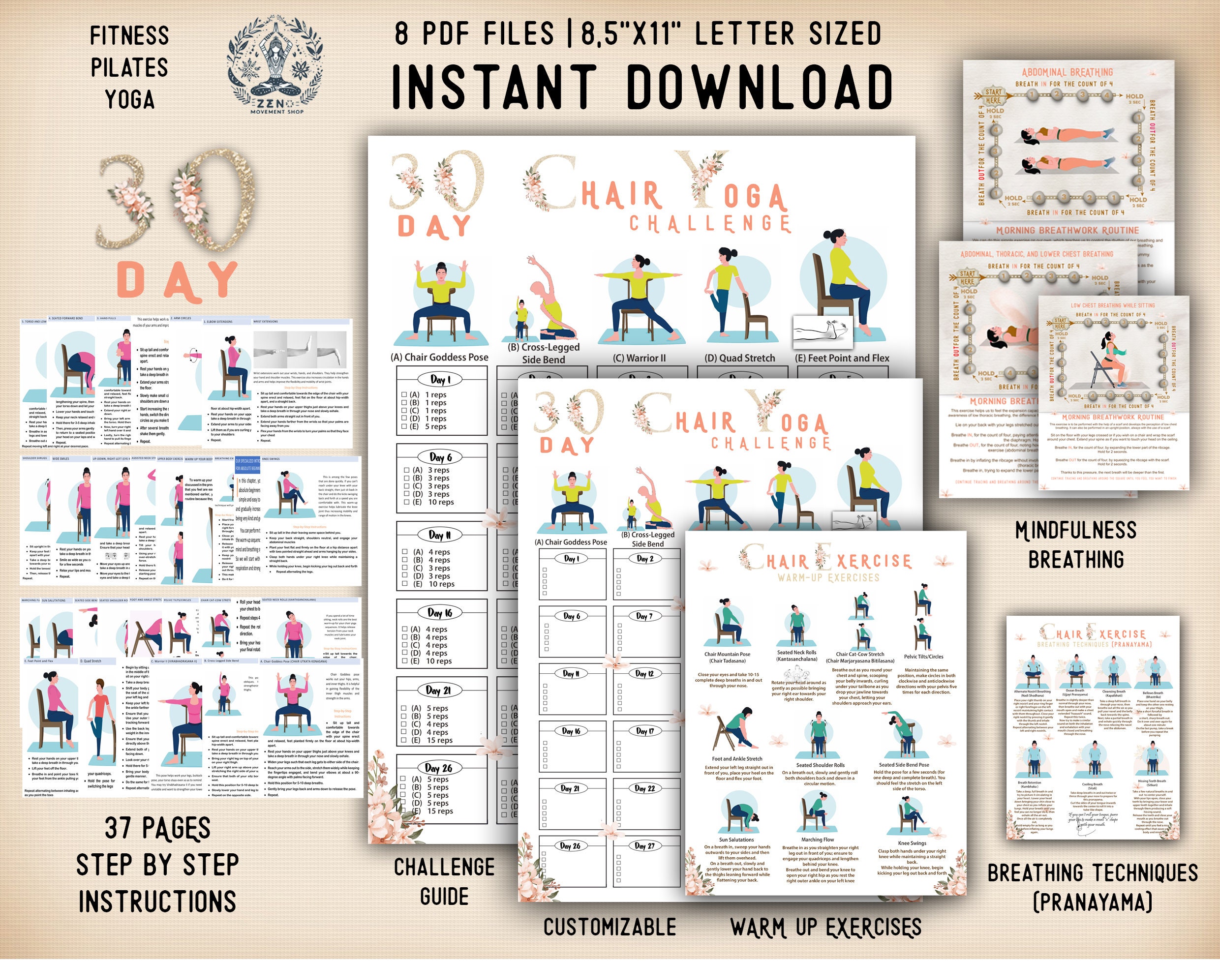 Chair Yoga HIPS, ARMS, and Inner THIGHS: 30-day Guided Challenge ...
