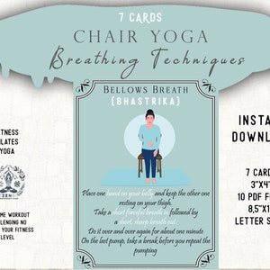 Chair Yoga Breathing Techniques Cards | Pranayama | Yoga Pose | Desk ...