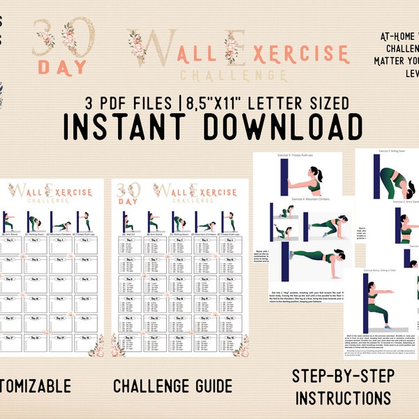 Wall Pilates Exercise Chart - Etsy