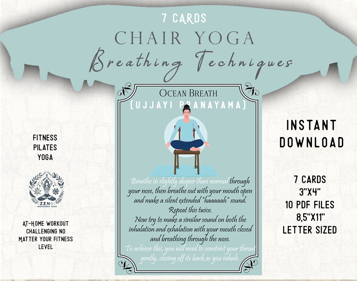 Chair Yoga Breathing Techniques Cards | Pranayama | Yoga Pose | Desk ...
