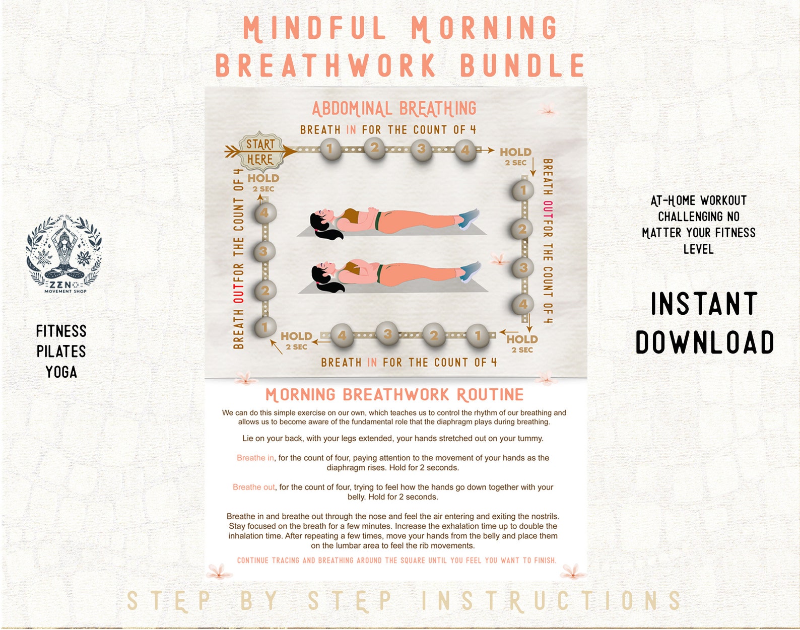 BUNDLE 30 Day Wall Exercise Printable Intermediate | Wall Pilates ...