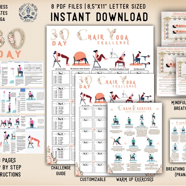Printable Chair Yoga Exercises - Etsy