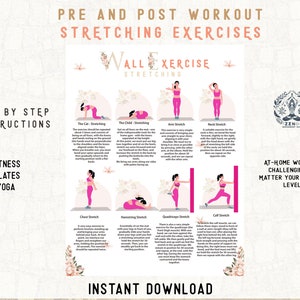 BUNDLE 30 Day Wall Exercise Printable Intermediate | Wall Pilates ...
