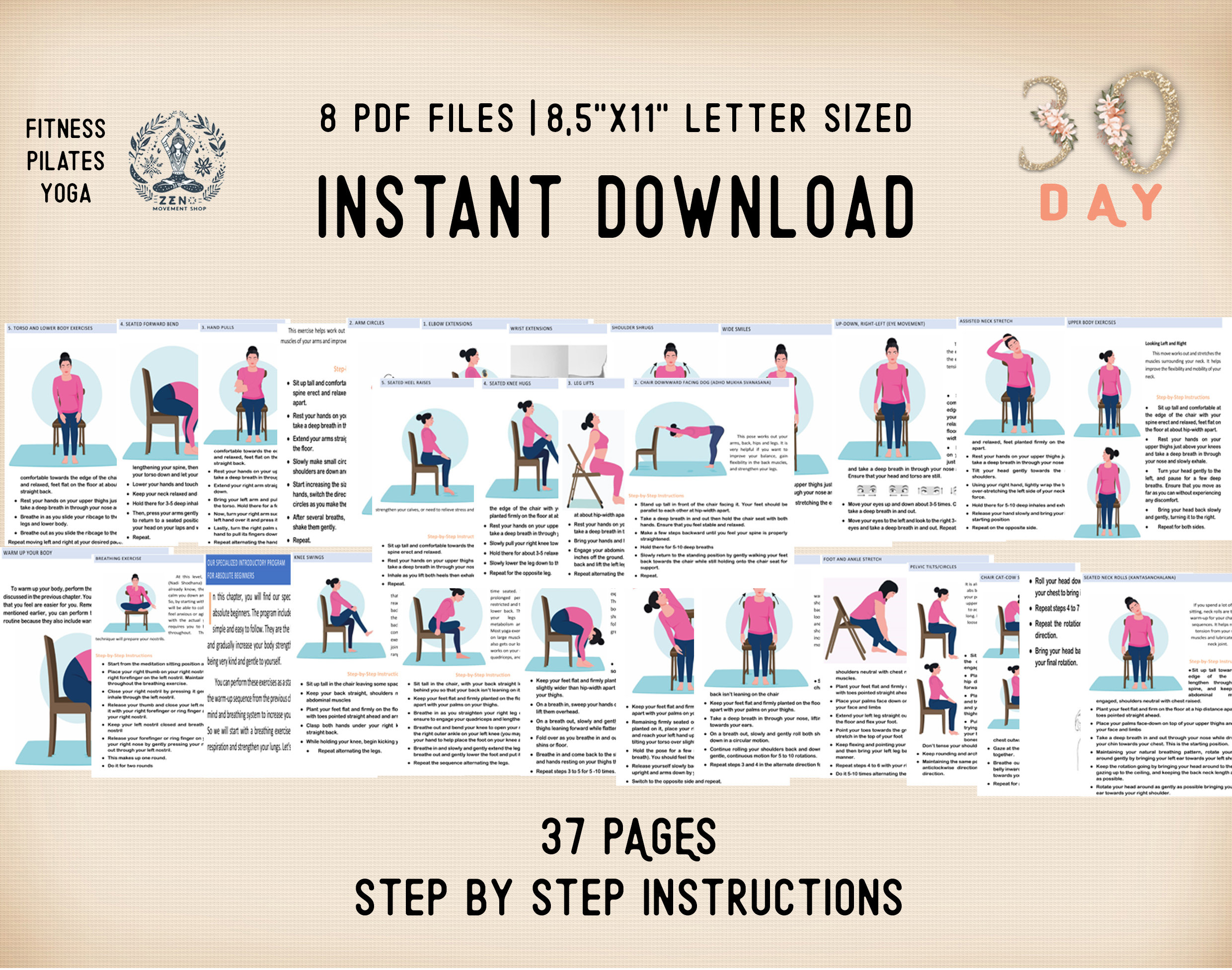 Quick and Simple Chair Yoga | Chair Exercises: 30-day Guided Challenge ...