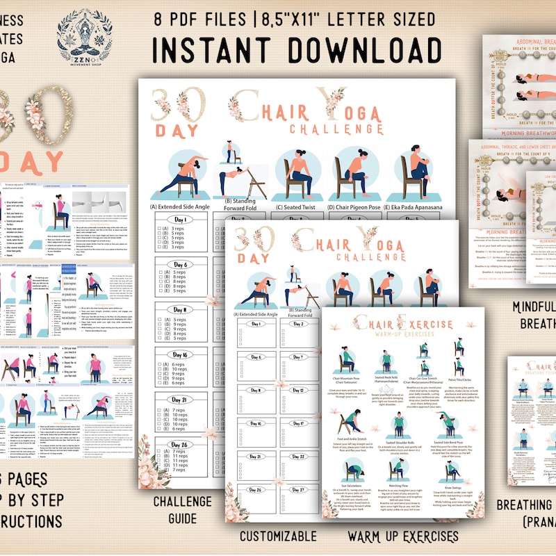 28 Day Chair Yoga Chart - Etsy