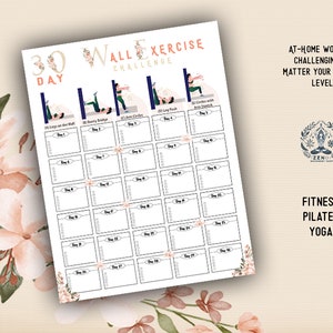 30 Day Wall Exercise Challenge Printable | Wall Pilates | Wall Fitness ...