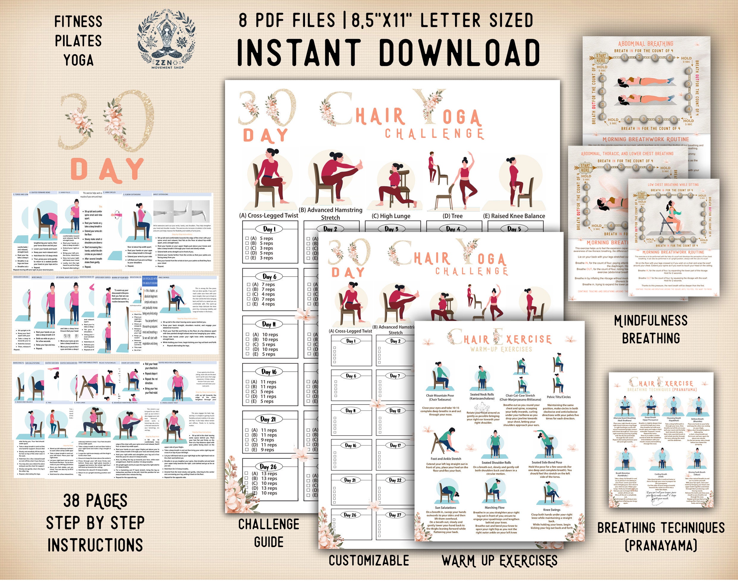 Chair Yoga ADVANCED LEVEL | Back, Legs and Hips | 30-day Challenge ...