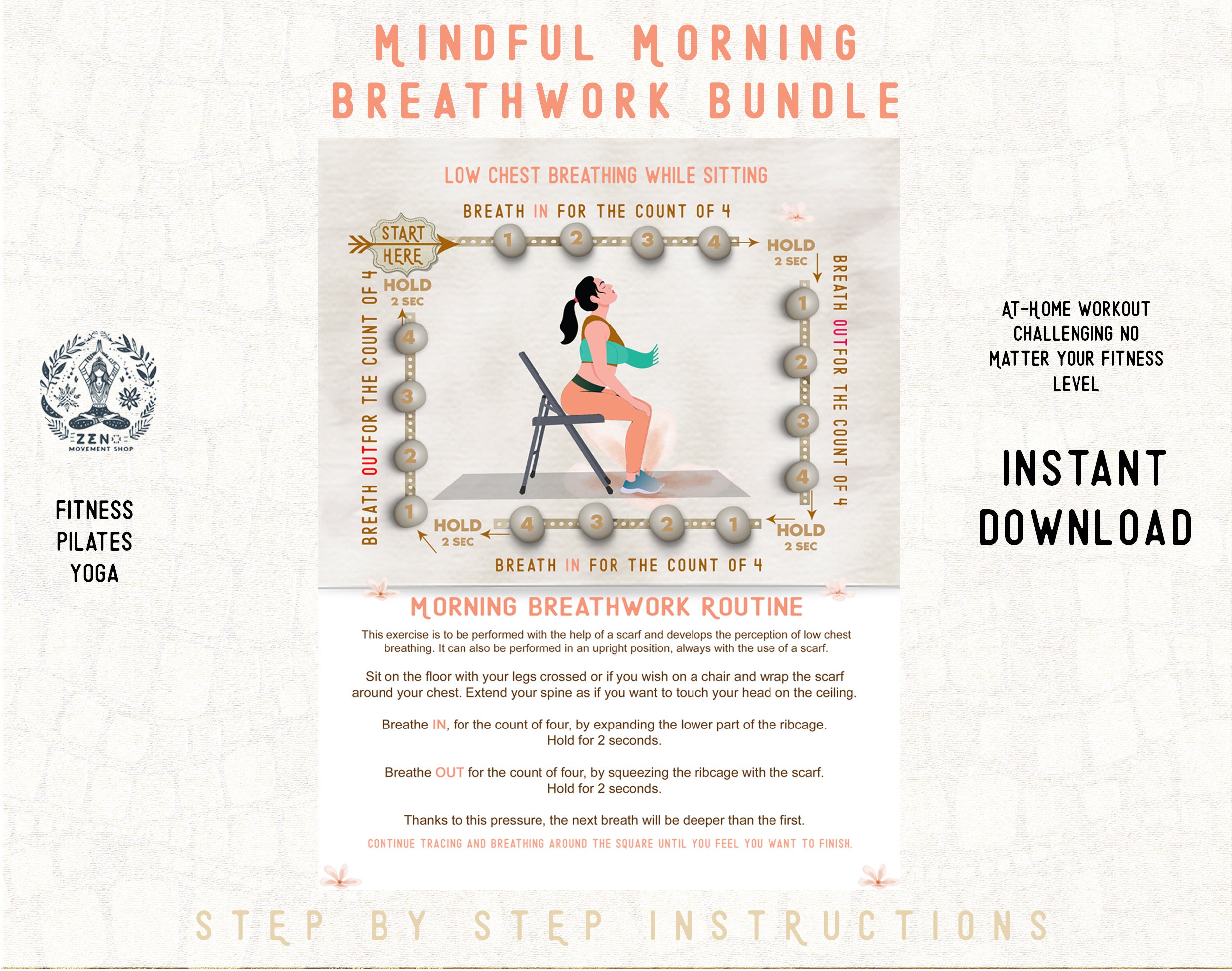 BUNDLE 30 Day Wall Exercise Printable Intermediate | Wall Pilates ...