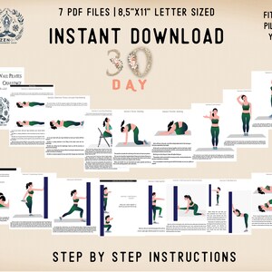 BUNDLE 30 Day Wall Exercise Printable Intermediate | Wall Pilates ...