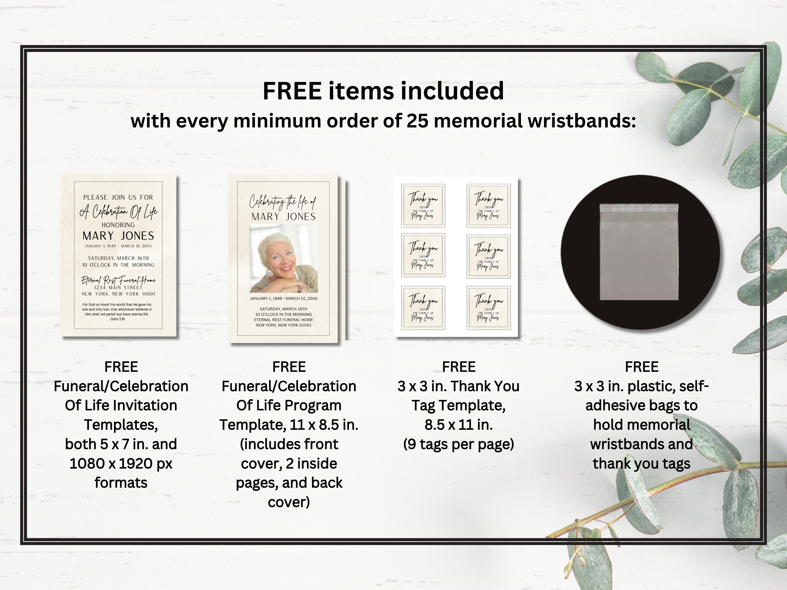 Editable Funeral Program Template, Minimalist Cream, Keepsake ...