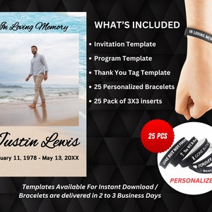 Editable Funeral Program Template, Footprints in the Sand, Keepsake ...