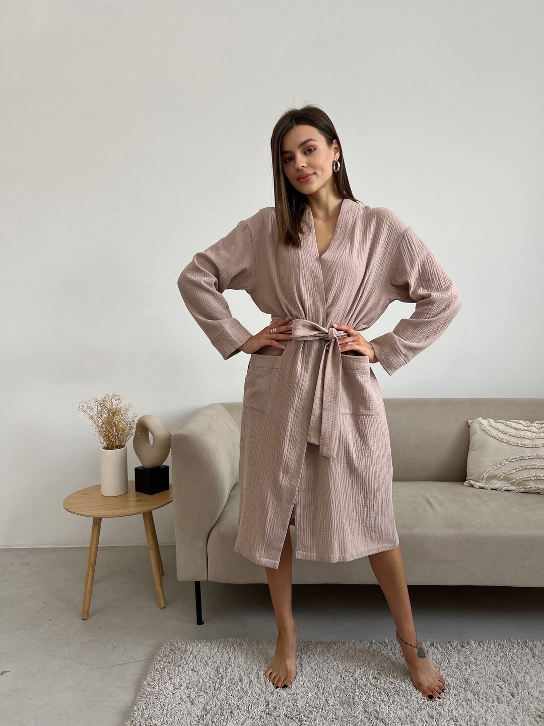 Organic Oversized Lightweight Muslin Robe, Bridesmaid Robe, Cotton ...