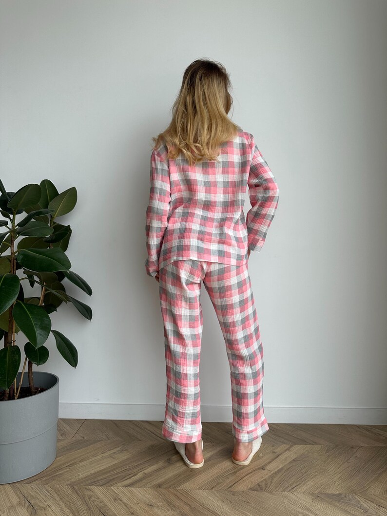 Muslin Pajama Double Gauze Muslin Sleepwear Organic Cotton Set Crinkle ...