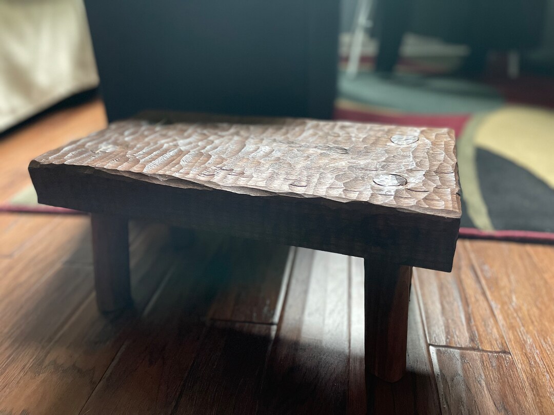 Hand Carved Step Stool, Solid Walnut Wood - Etsy