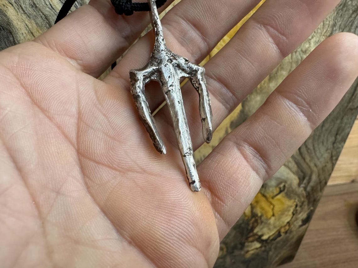 Distressed Trident Pendant, .999 Pure Silver - Etsy